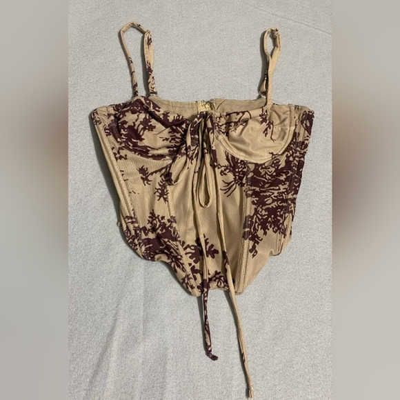 Tic Toc | Tops | Rare Y2k Tic Toc Brown Toile Mesh Corset Top Woodland ...